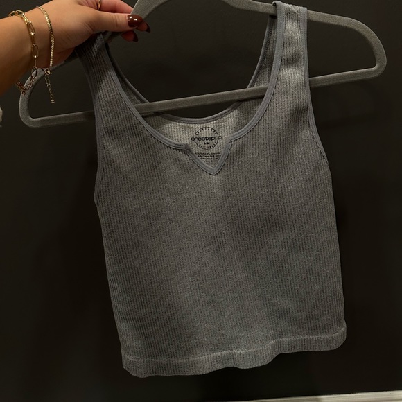 Tops | Grey Ribbed Tank | Poshmark